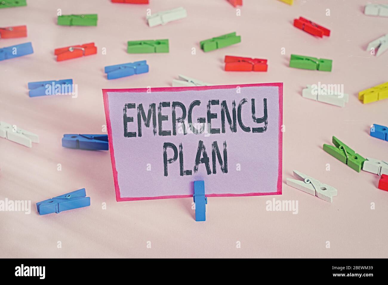 Writing note showing Emergency Plan. Business concept for instructions ...