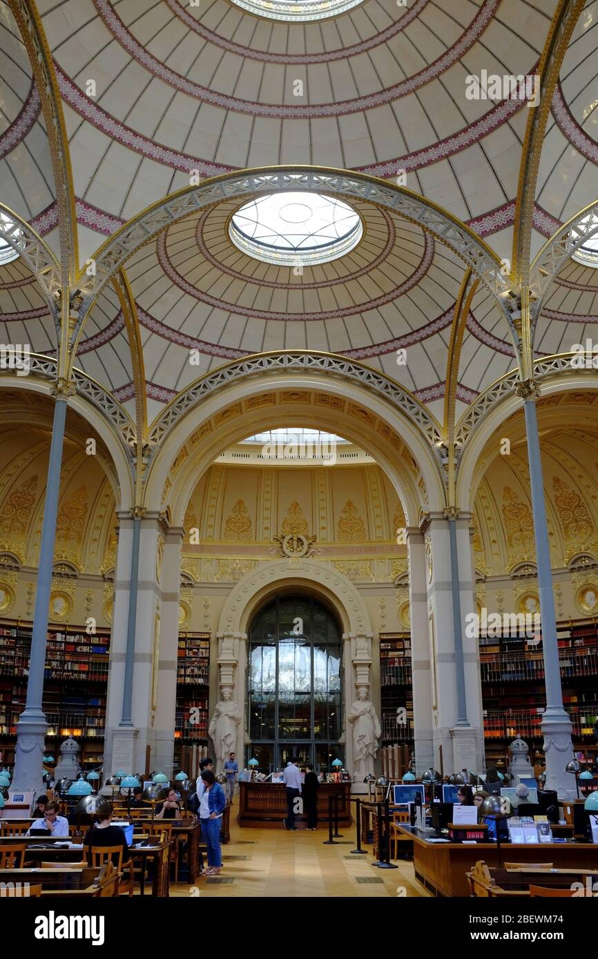 Main reading room of National Library of France, Bibliotheque Nationale ...