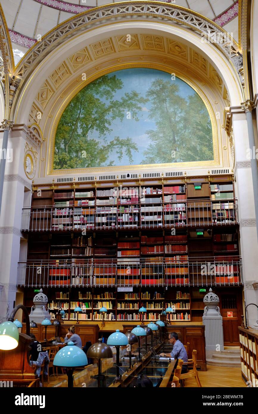 Main reading room of National Library of France, Bibliotheque Nationale ...