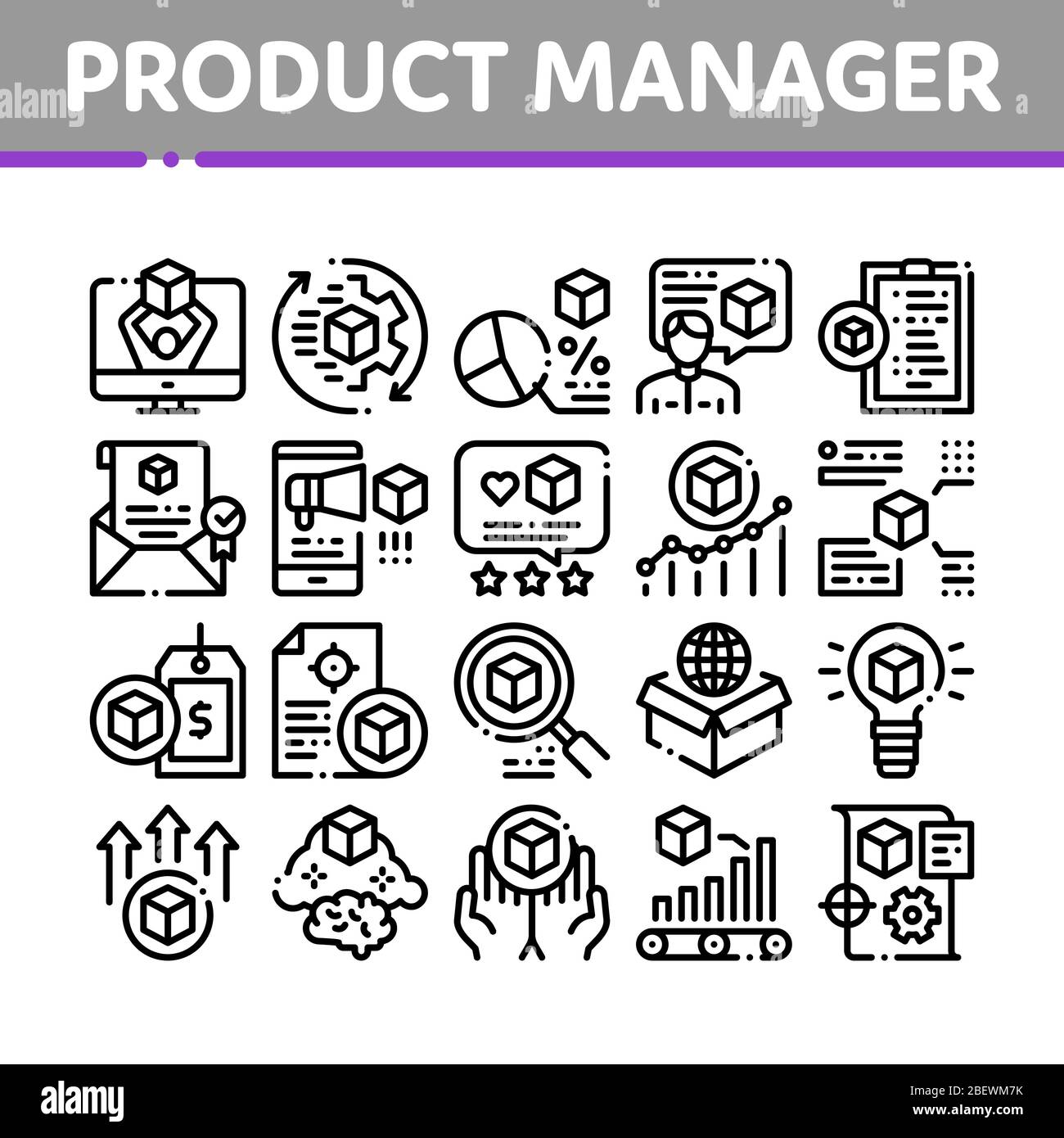 Product Manager Work Collection Icons Set Vector Stock Vector Image ...
