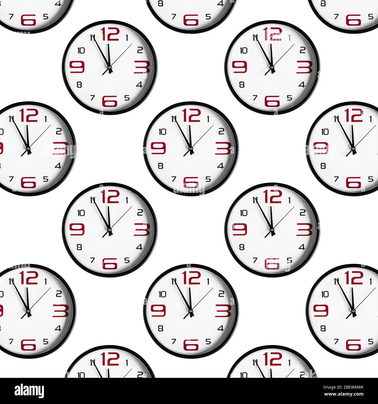 Seamless pattern with clocks on white background. black and white round ...