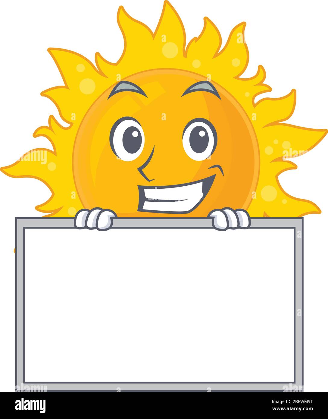 Smiling summer sun cartoon design style has a board Stock Vector Image ...