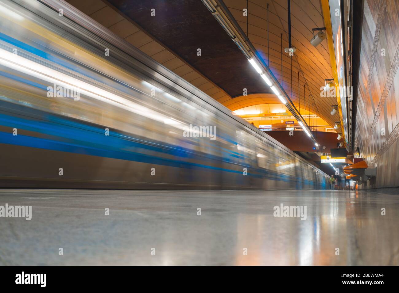 SANTIAGO, CHILE - FEBRUARY 2020: A Metro de Santiago train in Line 2 ...