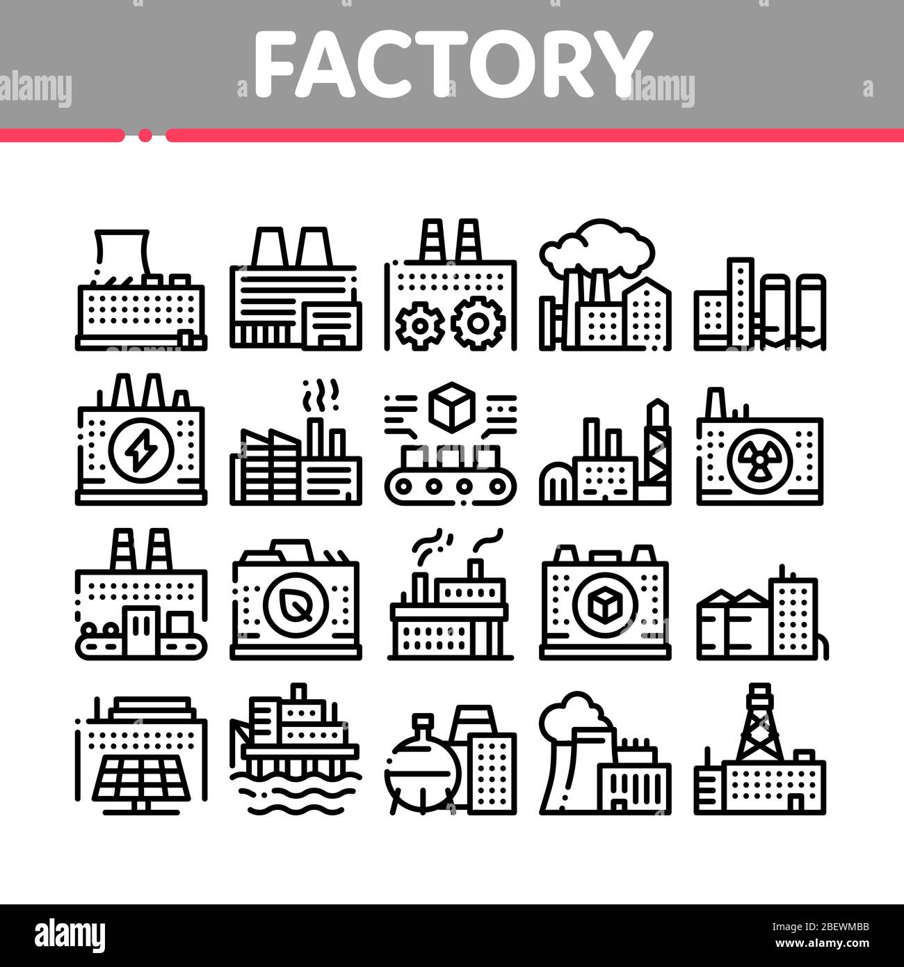 Factory Industrial Collection Icons Set Vector Stock Vector Image & Art ...