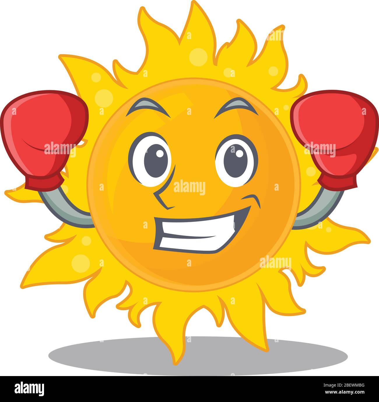 A sporty boxing athlete mascot design of summer sun with red boxing ...