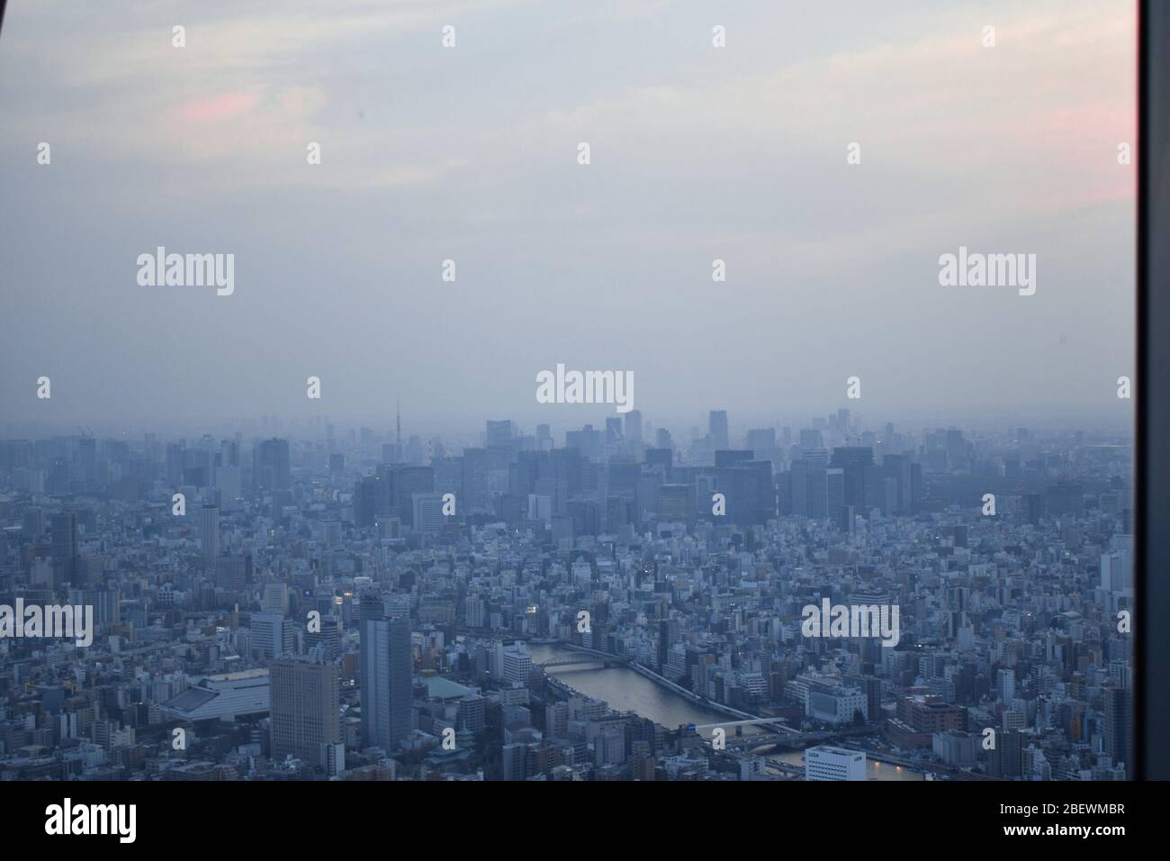 Skyline of Tokyo city in the evening fog, Japan Stock Photo - Alamy