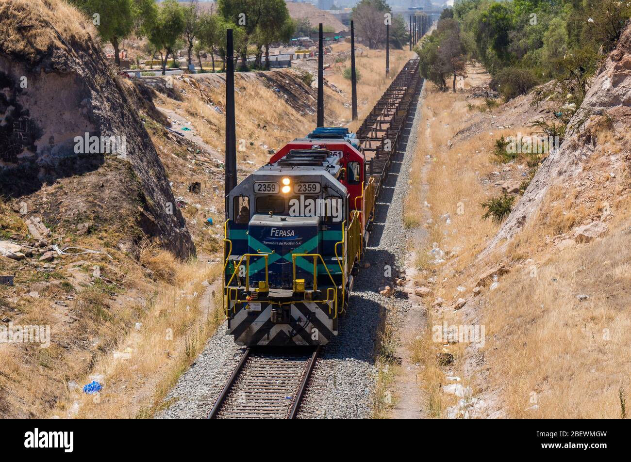 SANTIAGO, CHILE - FEBRUARY 2016: A cargo train in Santiago Stock Photo ...