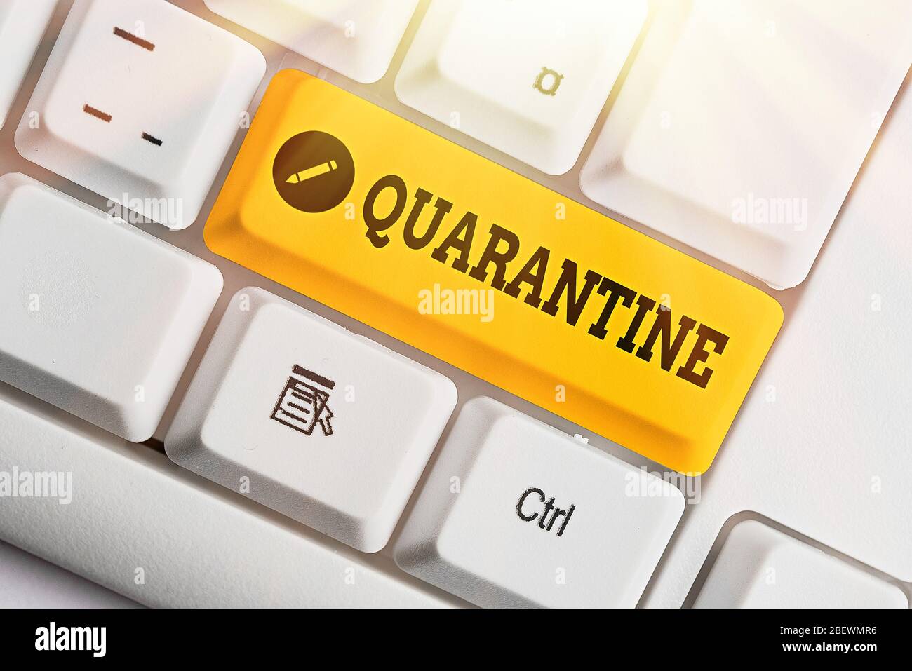 Conceptual hand writing showing Quarantine. Concept meaning restraint ...