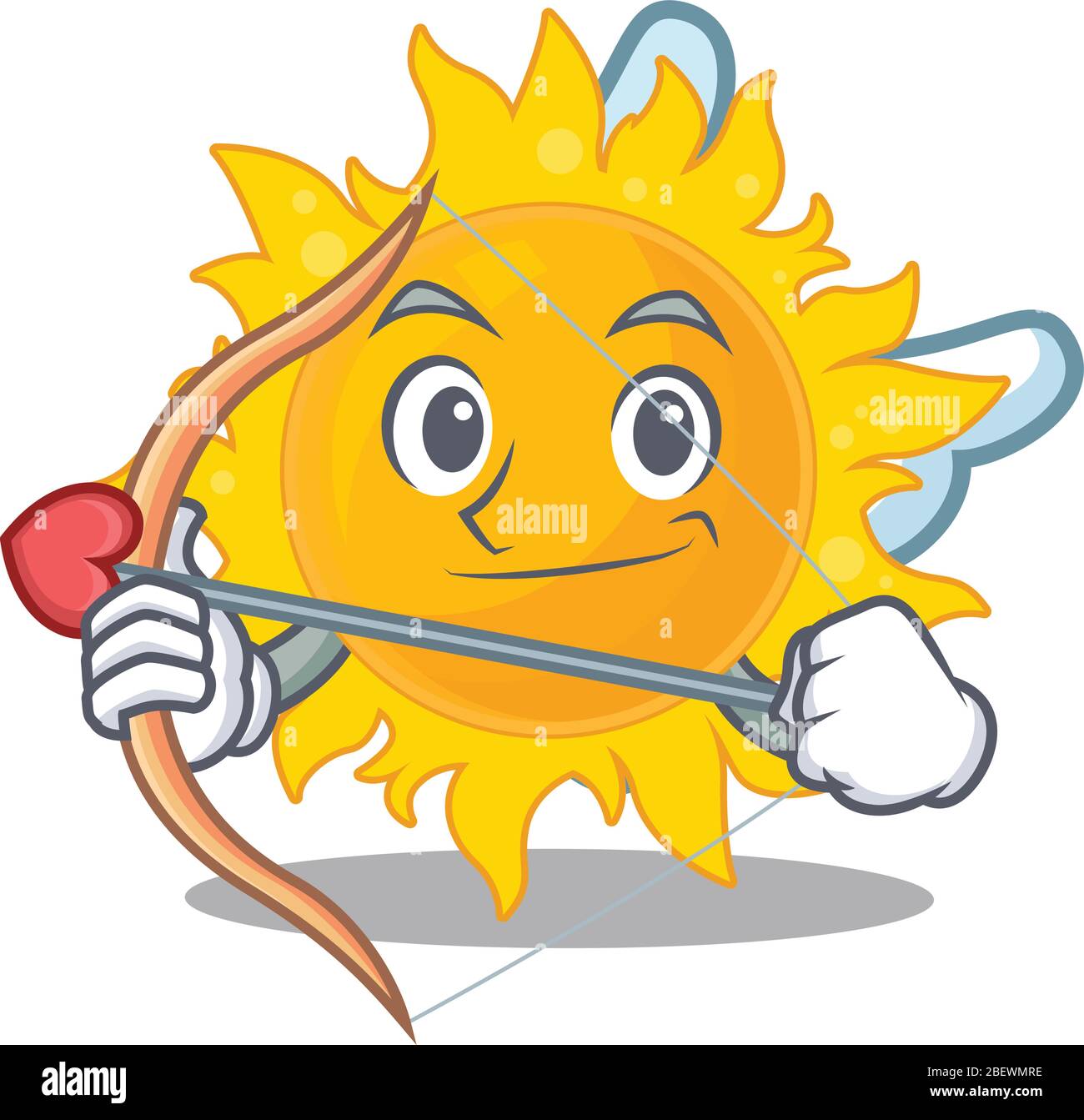 Summer sun in cupid cartoon character with arrow and wings Stock Vector ...