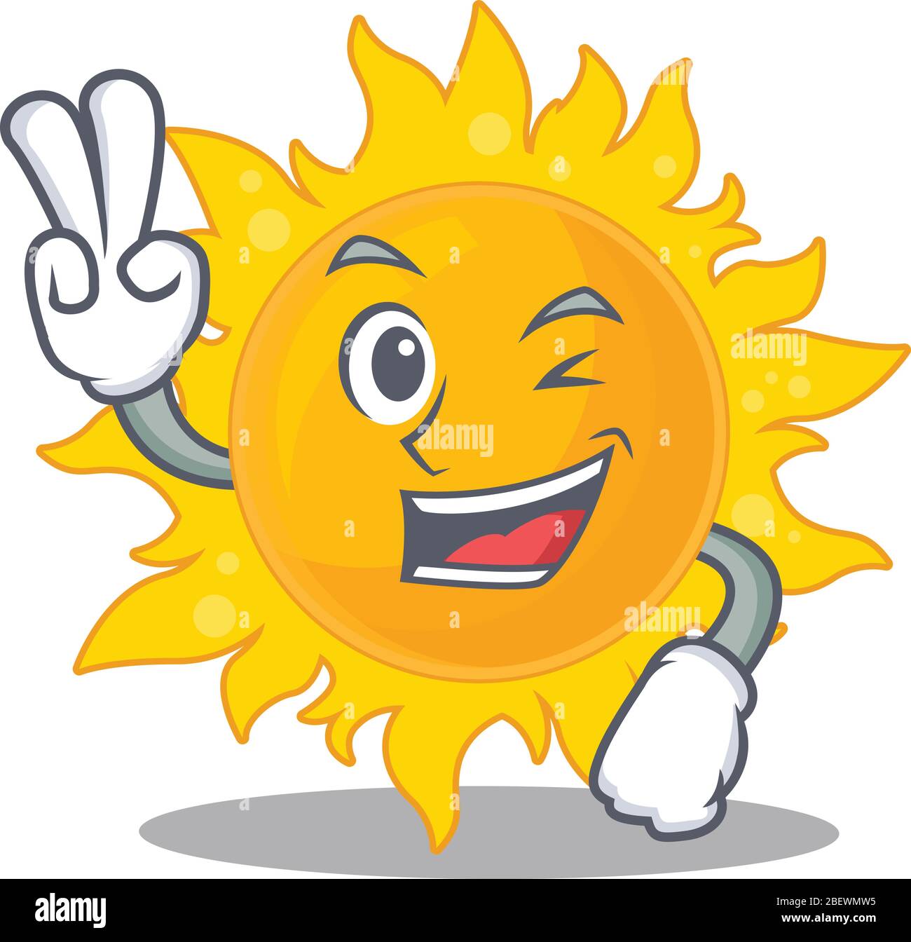 Happy summer sun cartoon design concept with two fingers Stock Vector ...