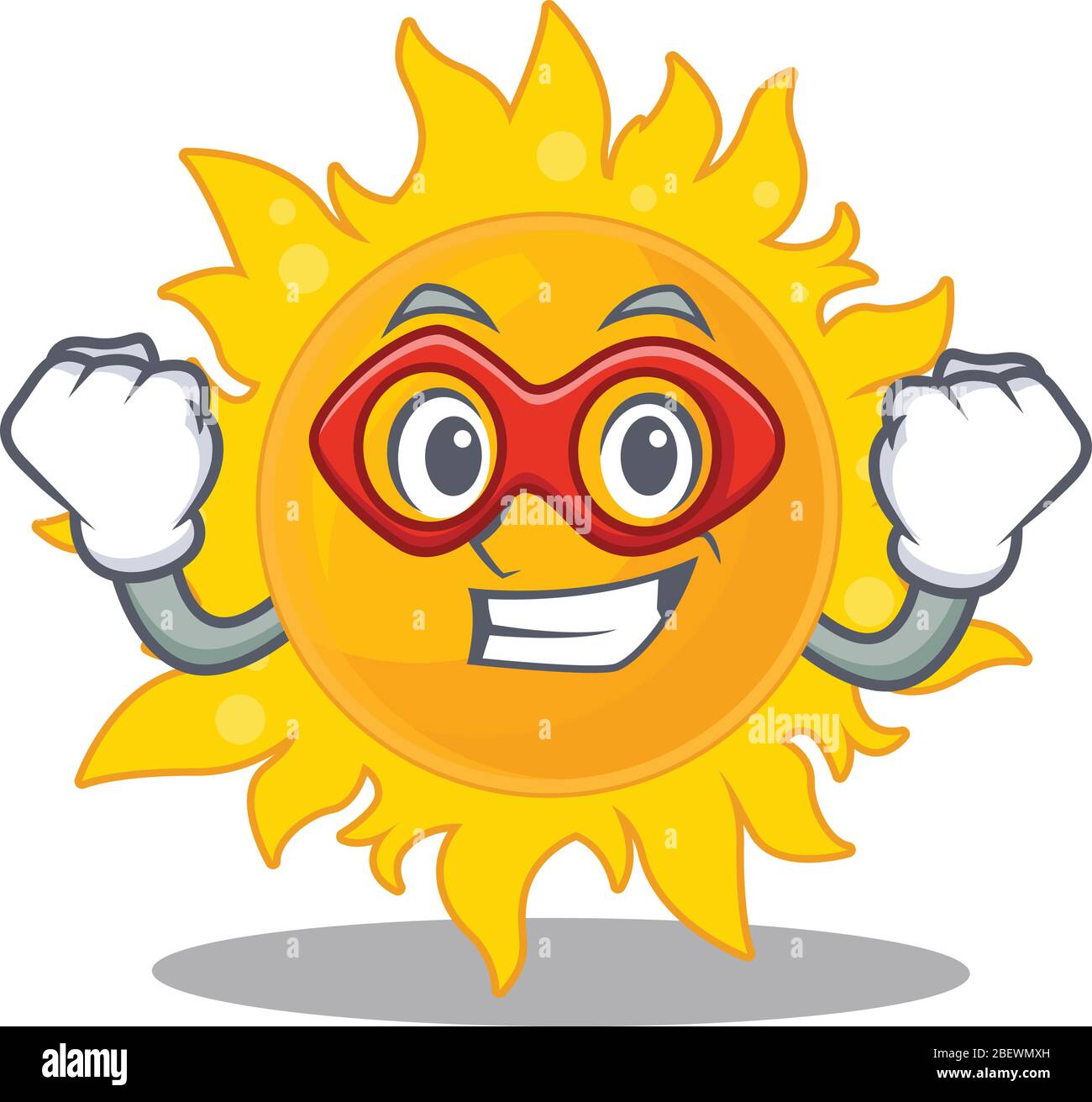 A cartoon character of summer sun performed as a Super hero Stock ...
