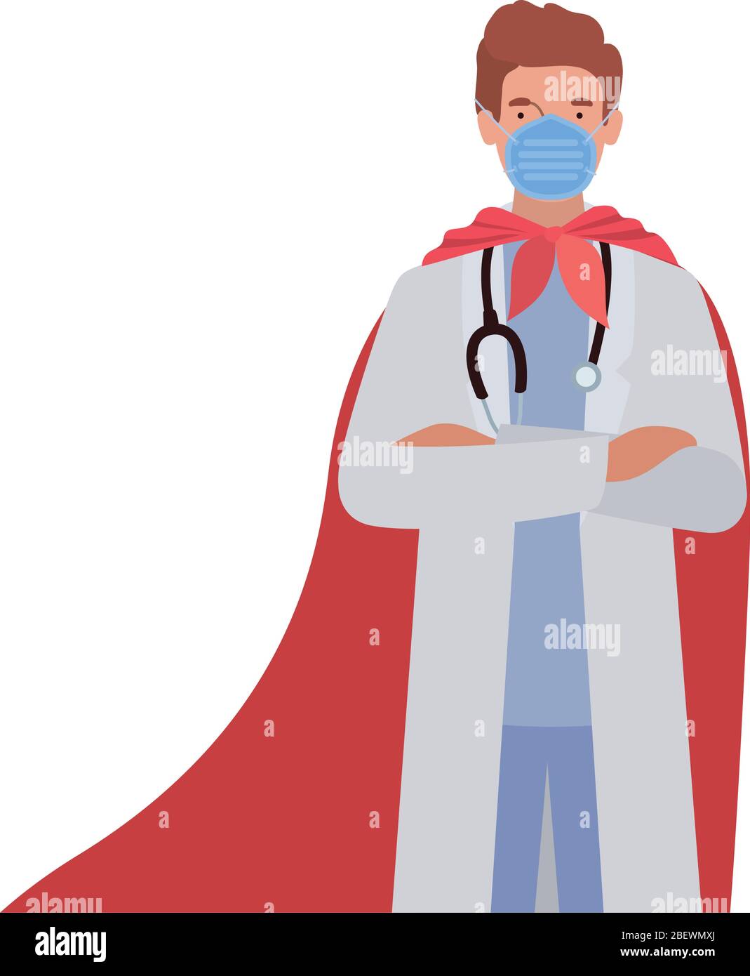man doctor hero with cape against 2019 ncov virus vector design Stock ...