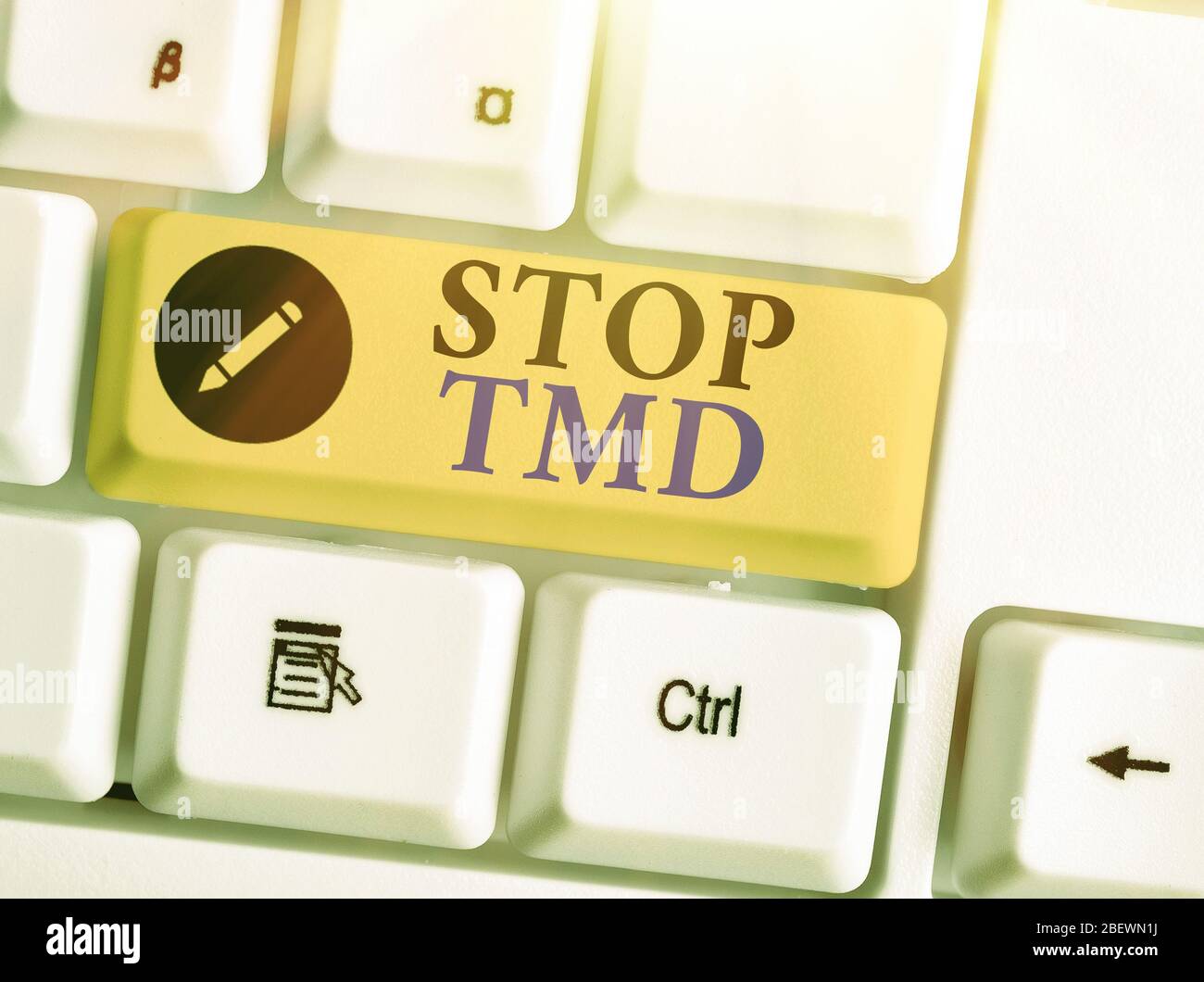 Conceptual hand writing showing Stop Tmd. Concept meaning Prevent the ...