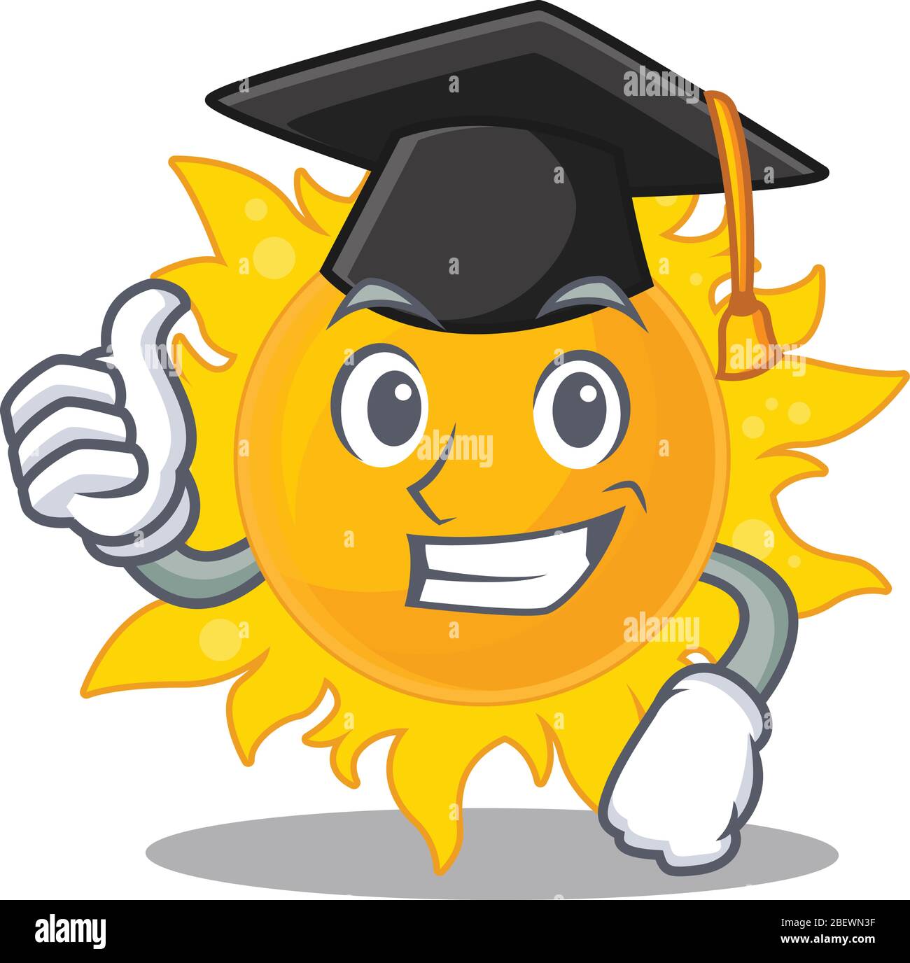 Happy face of summer sun in black graduation hat for the ceremony Stock ...