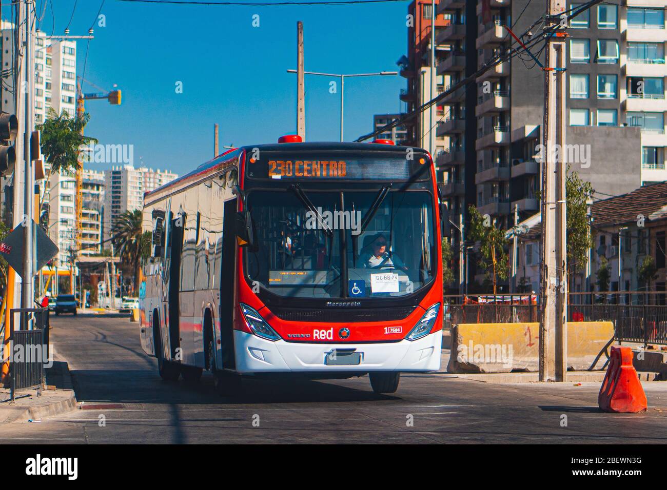 SANTIAGO, CHILE - FEBRUARY 2020: A Transantiago / Red Movilidad bus in ...