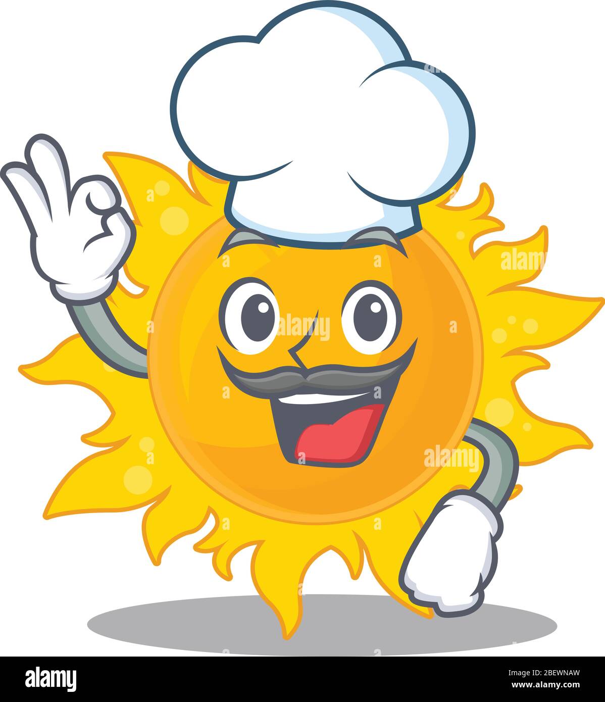 Summer sun chef cartoon design style wearing white hat Stock Vector ...