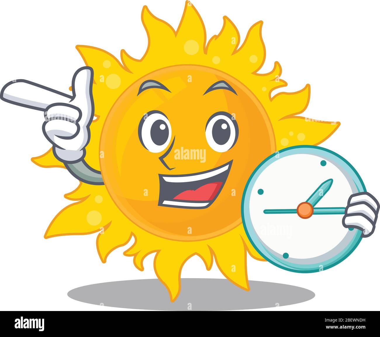 summer sun mascot design concept smiling with clock Stock Vector Image ...