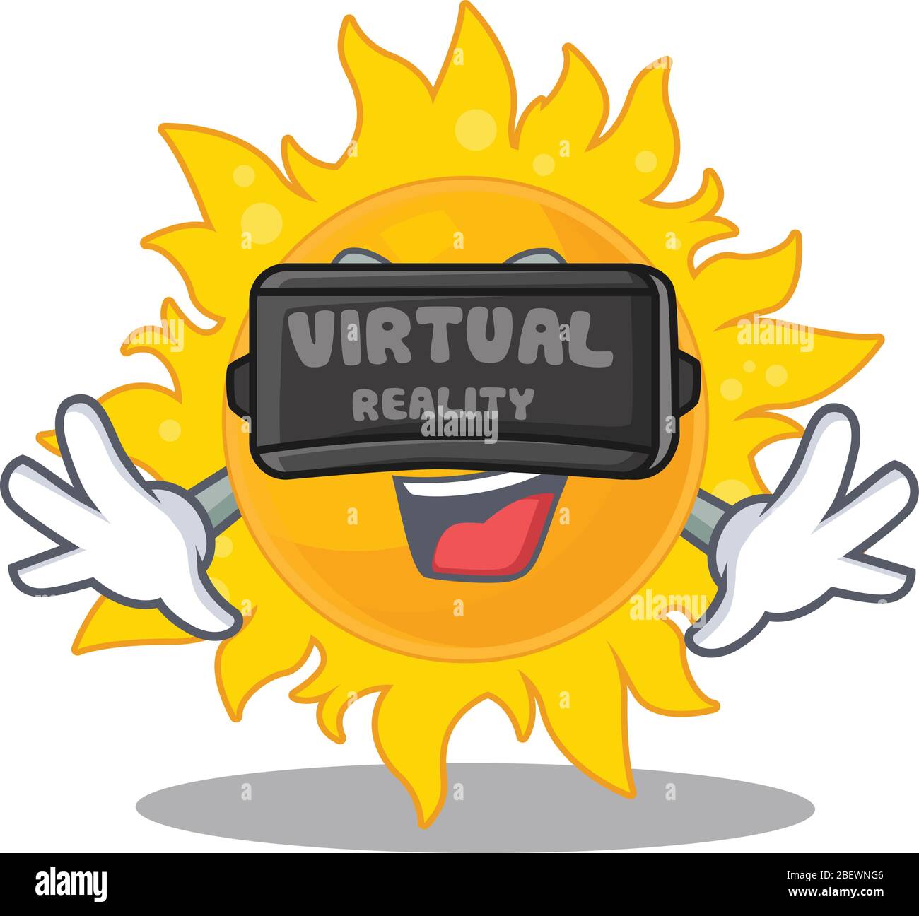 Cartoon design style of summer sun with modern Virtual Reality headset ...