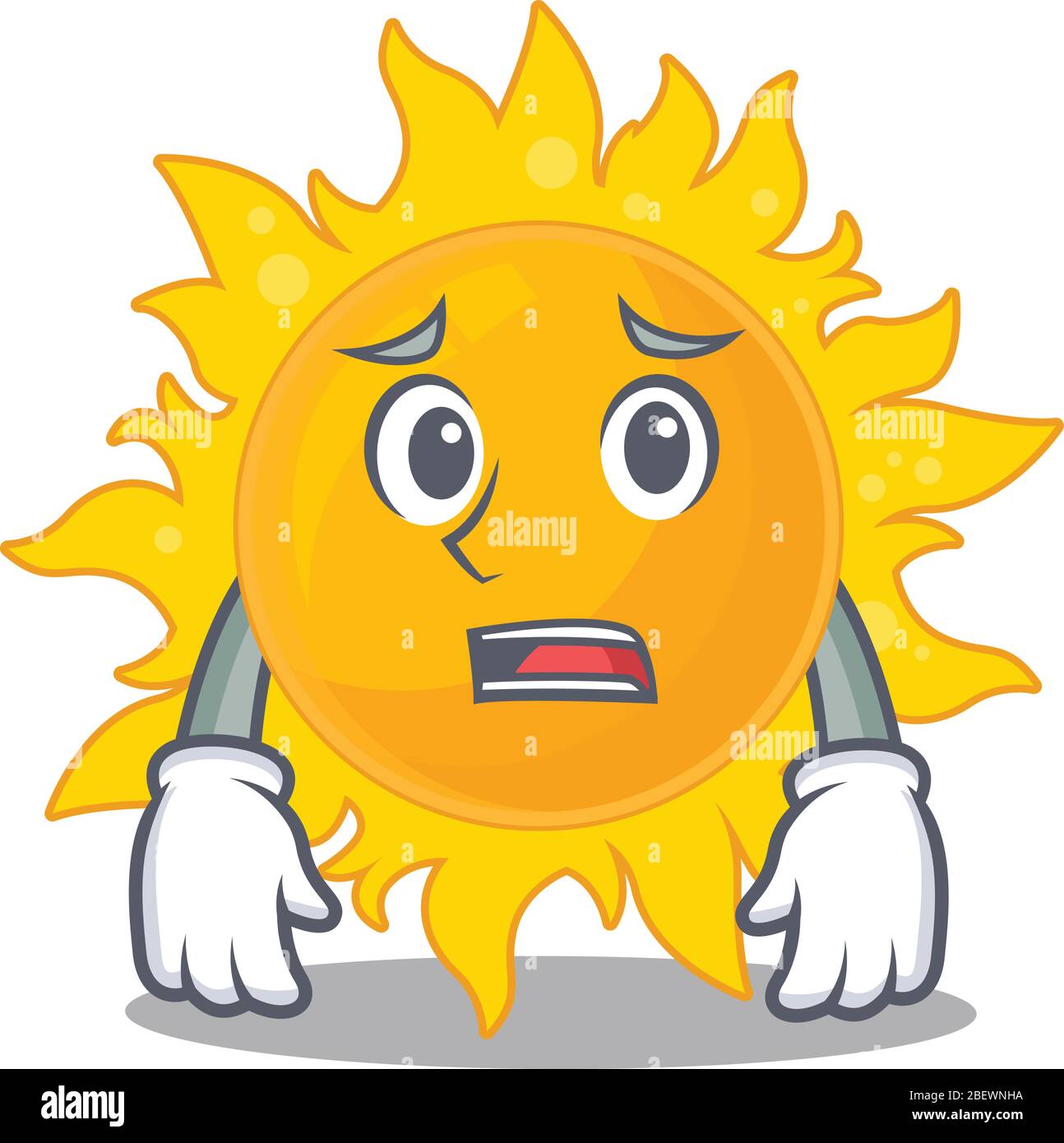 Cartoon design style of summer sun showing worried face Stock Vector ...