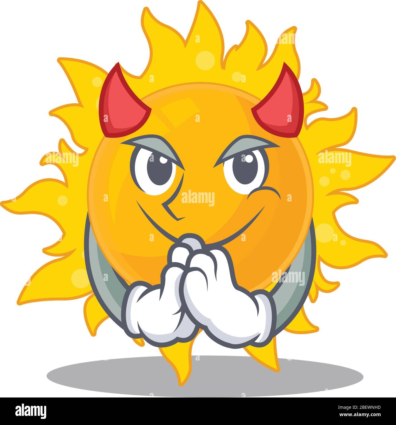 Summer sun dressed as devil cartoon character design style Stock Vector ...