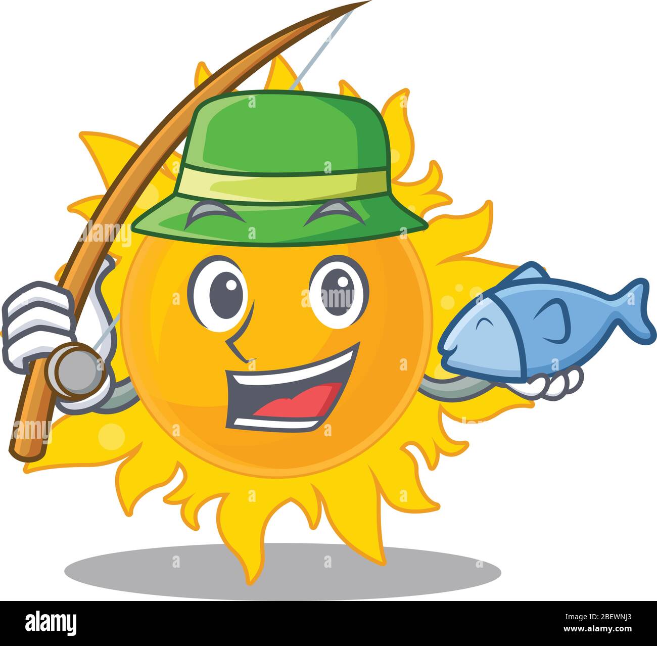 Cartoon design concept of summer sun while fishing Stock Vector Image ...