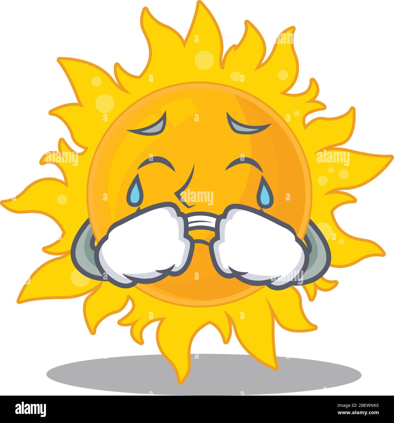 Cartoon character design of summer sun with a crying face Stock Vector ...