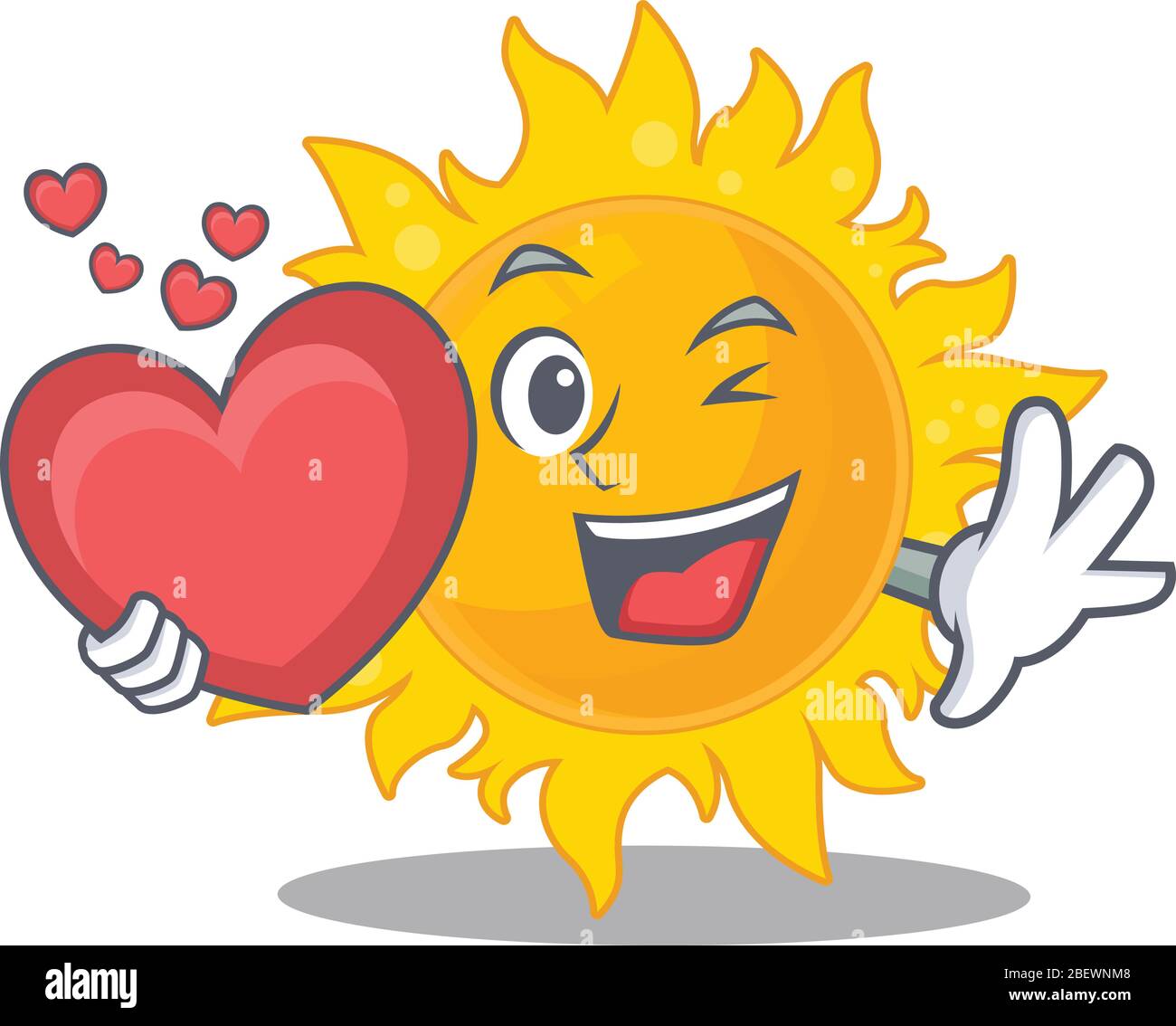 A sweet summer sun cartoon character style with a heart Stock Vector ...