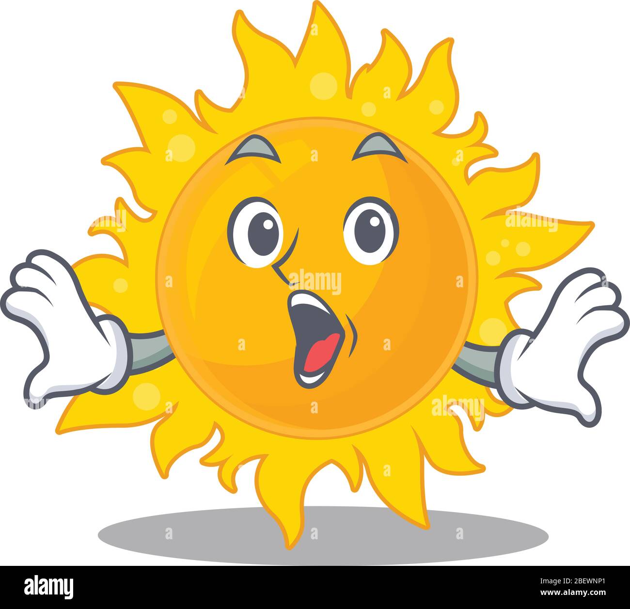 Cartoon design style of summer sun has a surprised gesture Stock Vector ...