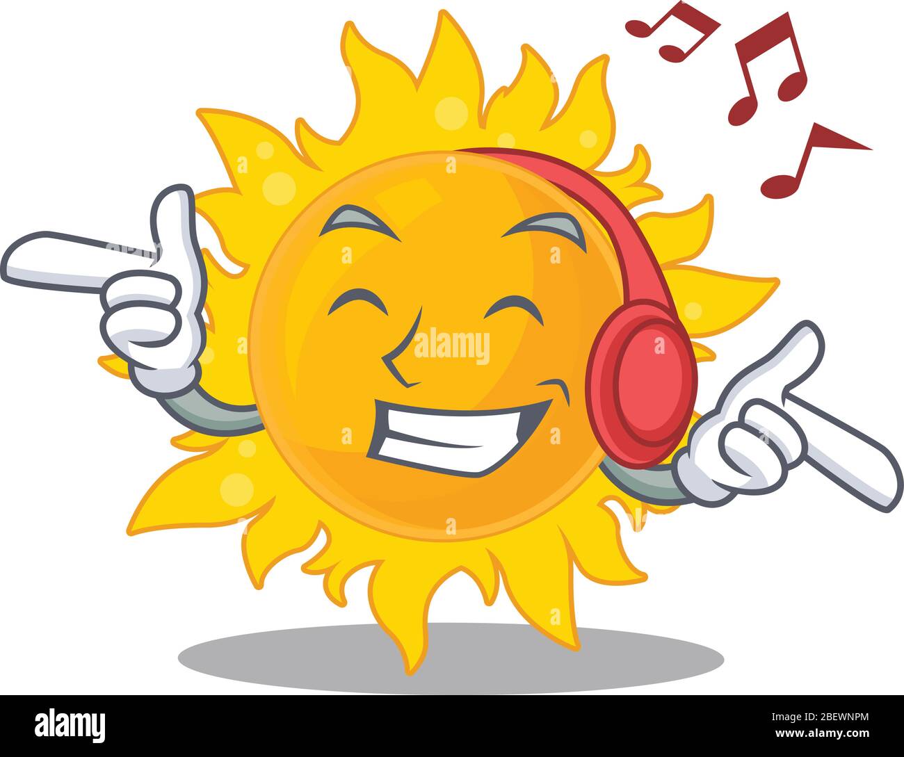 Summer sun Cartoon design concept listening music Stock Vector Image ...