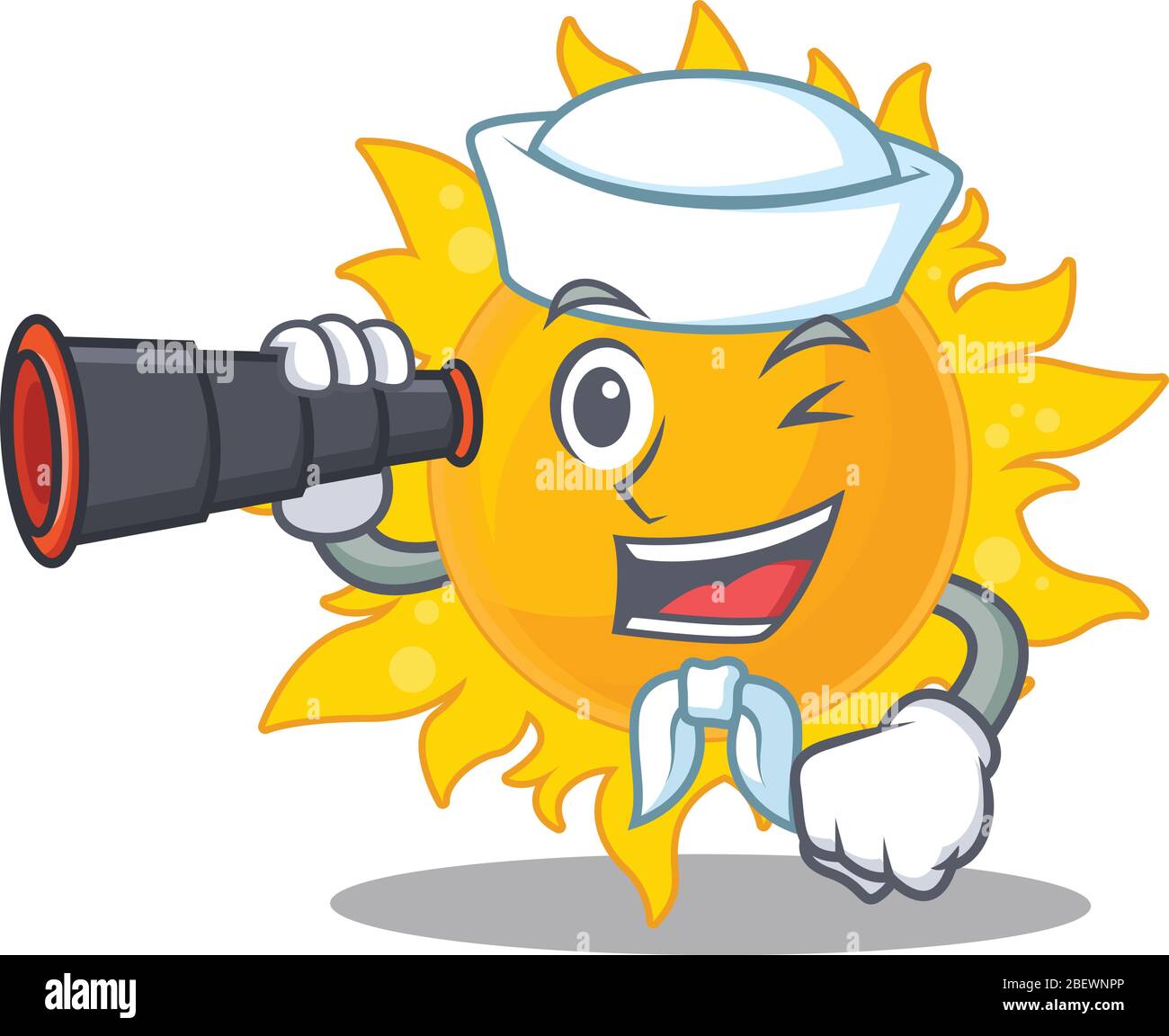 A cartoon icon of summer sun Sailor with binocular Stock Vector Image ...
