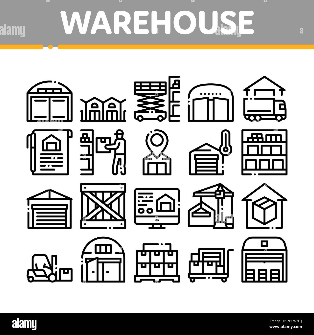 Warehouse And Storage Collection Icons Set Vector Stock Vector Image ...