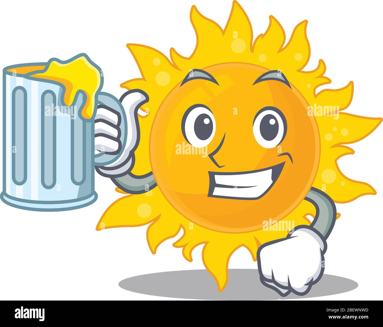 A cartoon concept of summer sun rise up a glass of beer Stock Vector ...