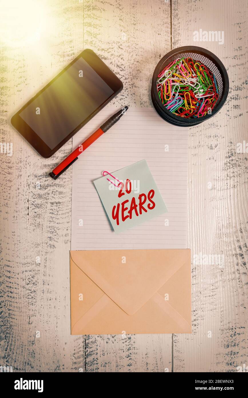 Word writing text 20 Years. Business photo showcasing Remembering or ...
