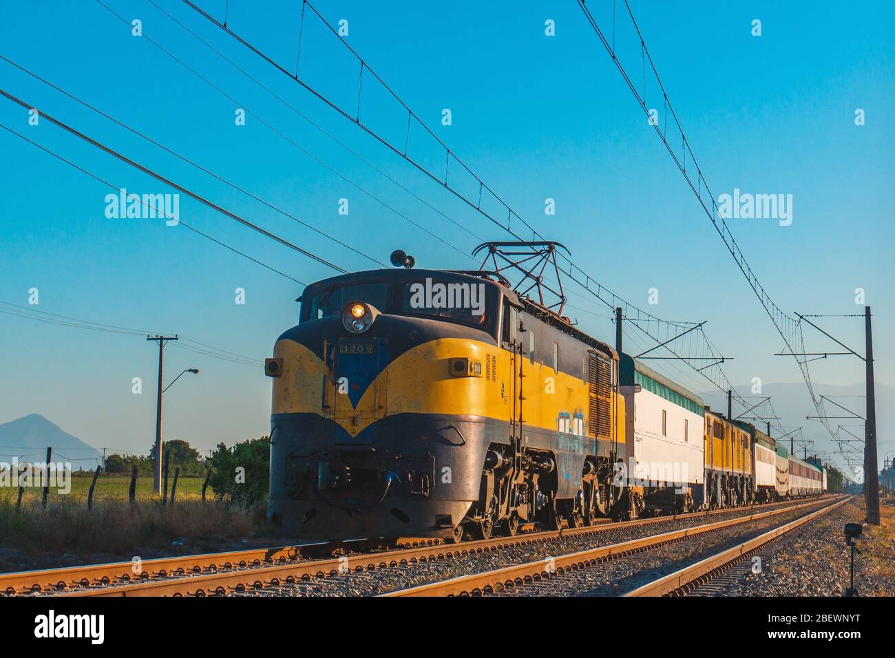 SANTIAGO, CHILE - NOVEMBER 2017: A long distance train in Santiago ...