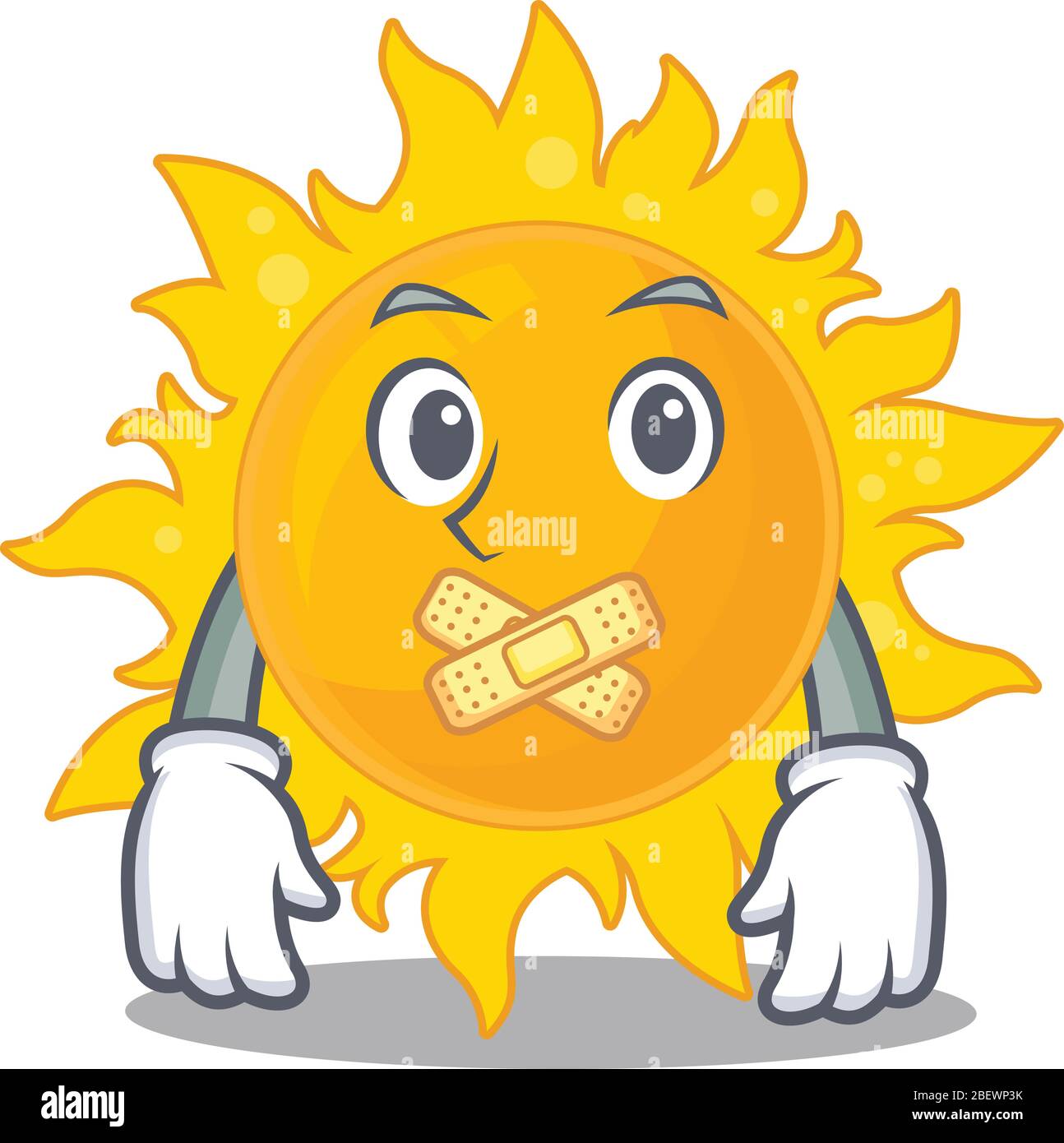 Summer sun cartoon character style with mysterious silent gesture Stock ...
