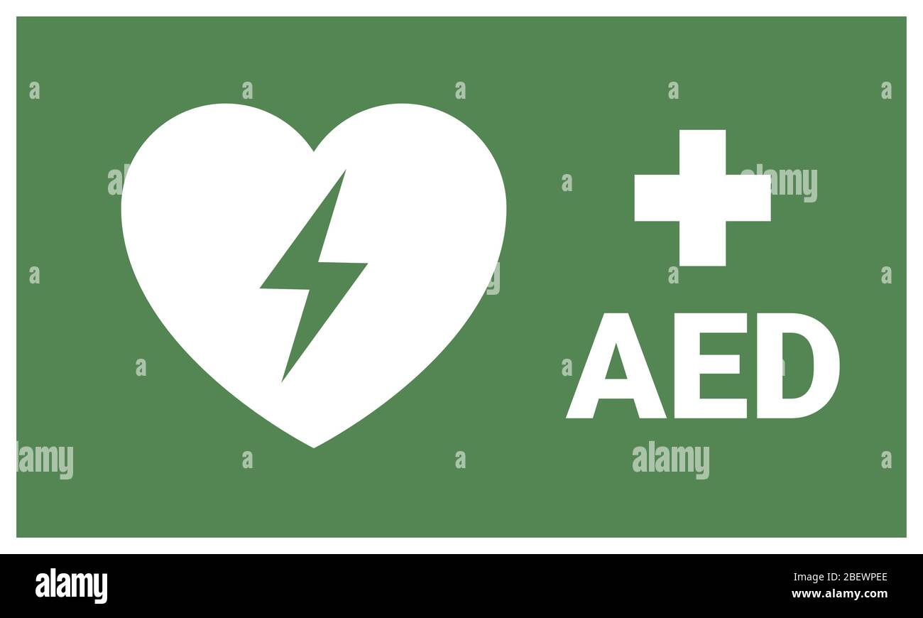 AED. Emergency first aid defibrillator sign sticker Stock Vector Image ...