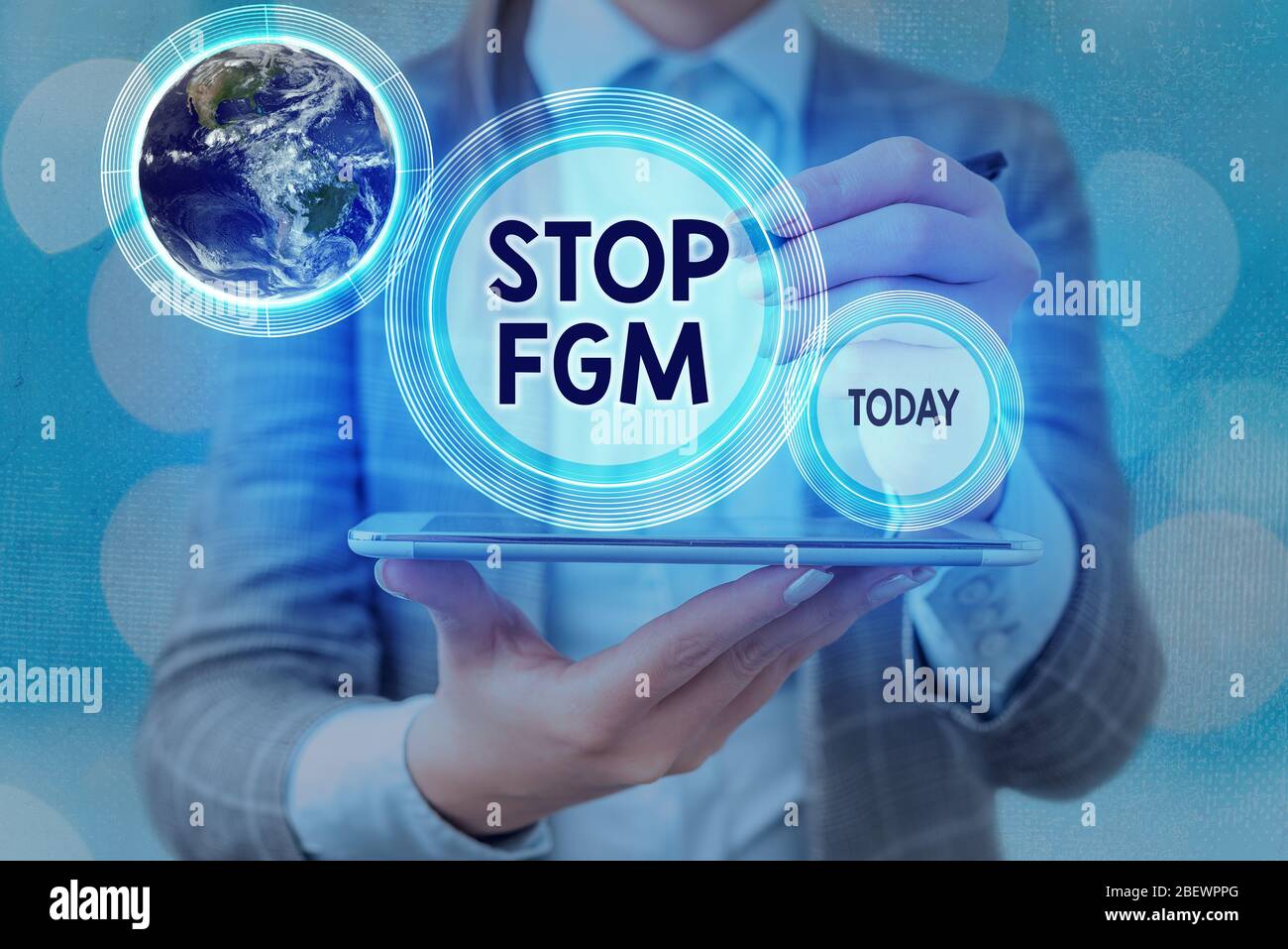 Text sign showing Stop Fgm. Business photo text Put an end on genital ...