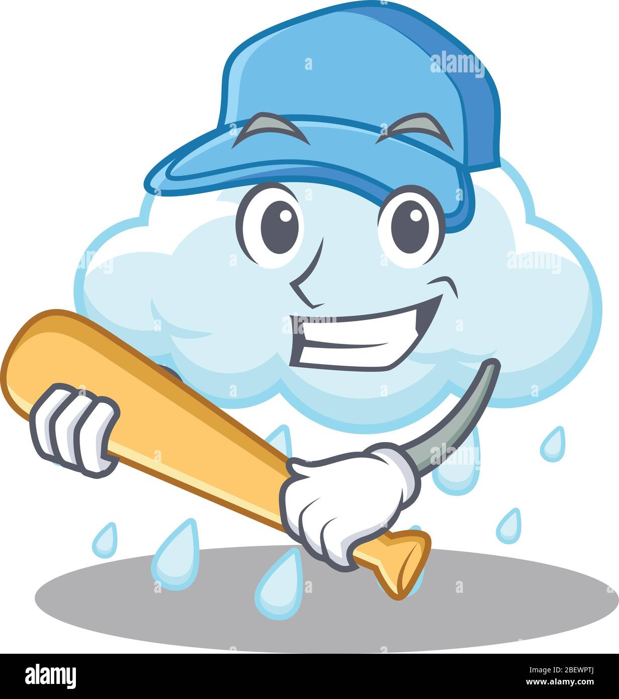 Picture of cloudy rainy cartoon character playing baseball Stock Vector ...