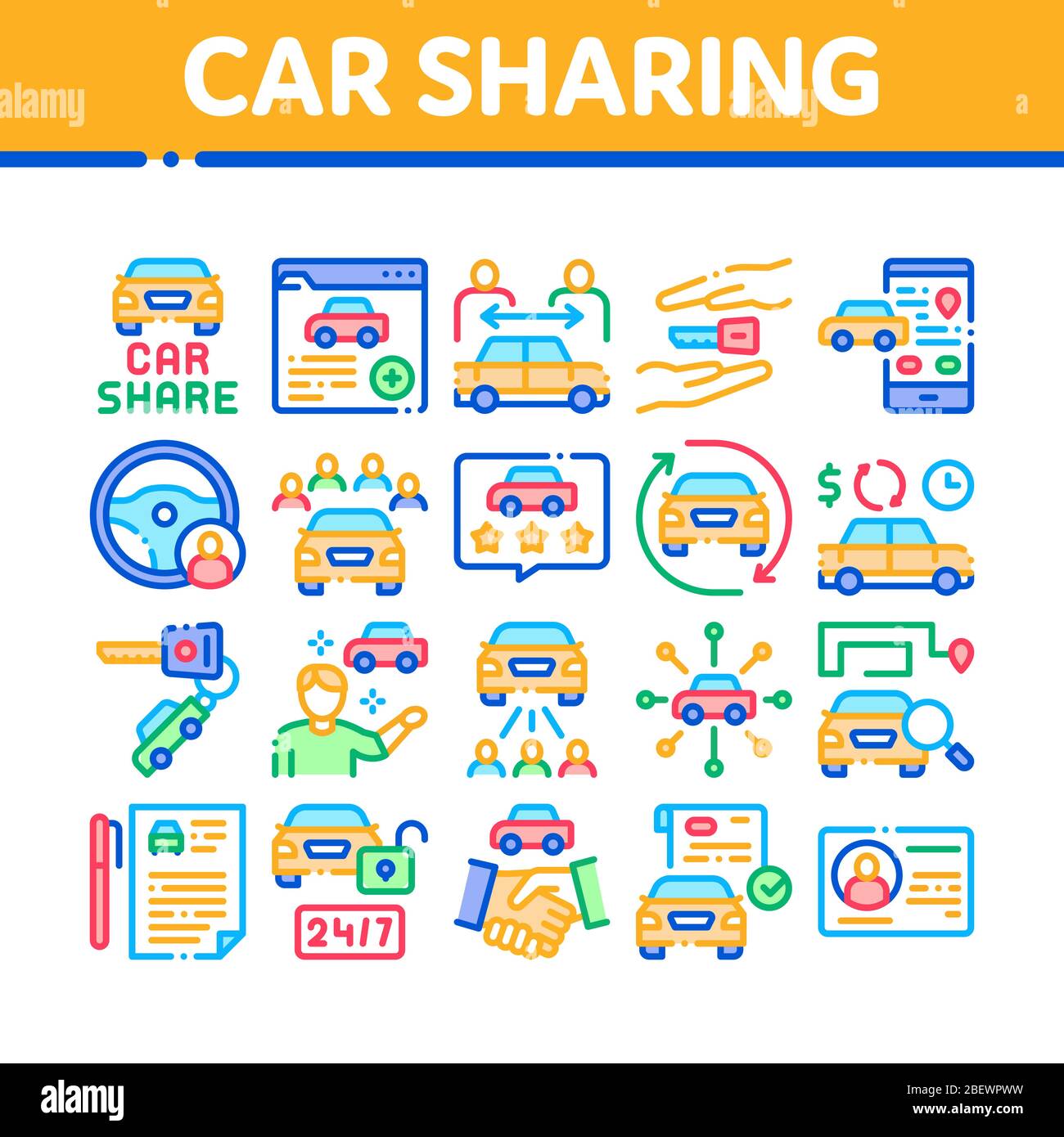 Concept car sharing icons hi-res stock photography and images - Alamy