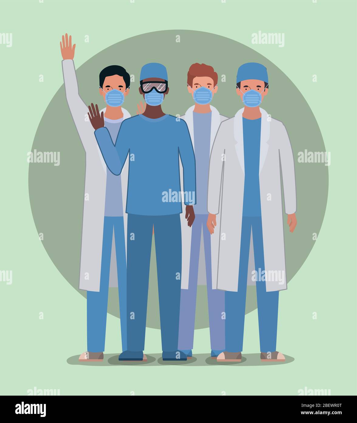 Men doctors with uniforms masks and glasses vector design Stock Vector ...