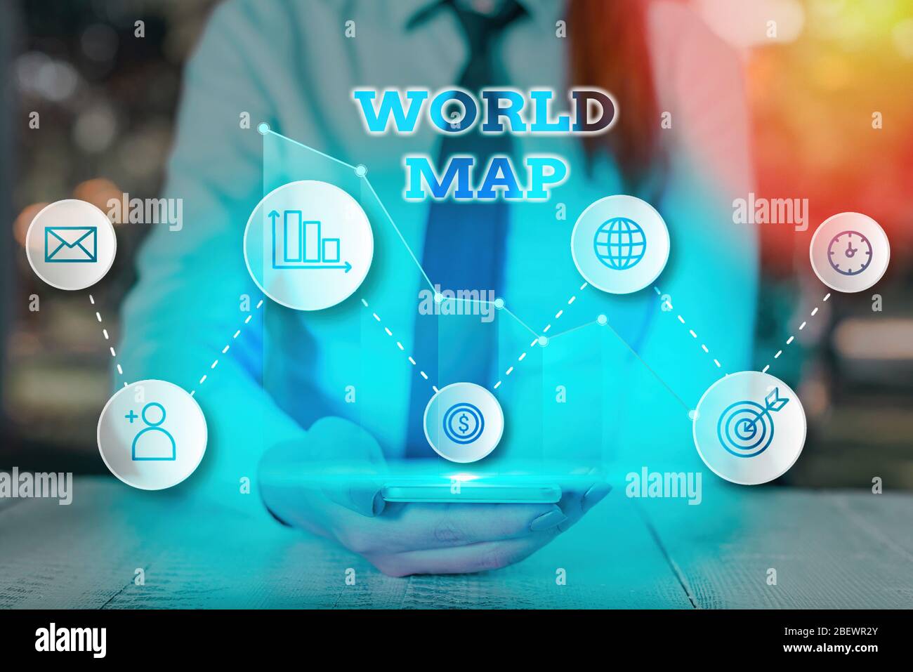 Conceptual hand writing showing World Map. Concept meaning a ...