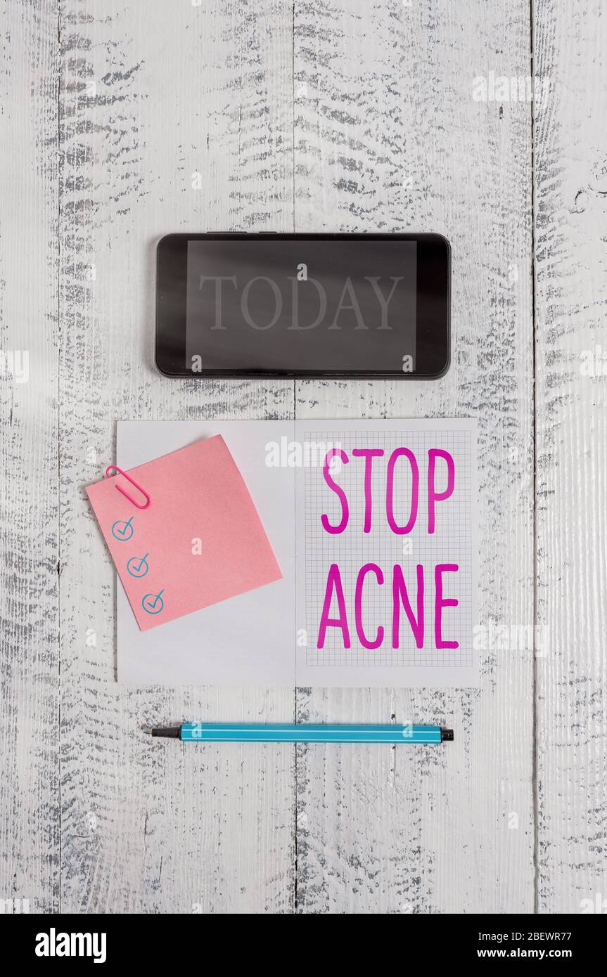 Conceptual hand writing showing Stop Acne. Concept meaning control the ...