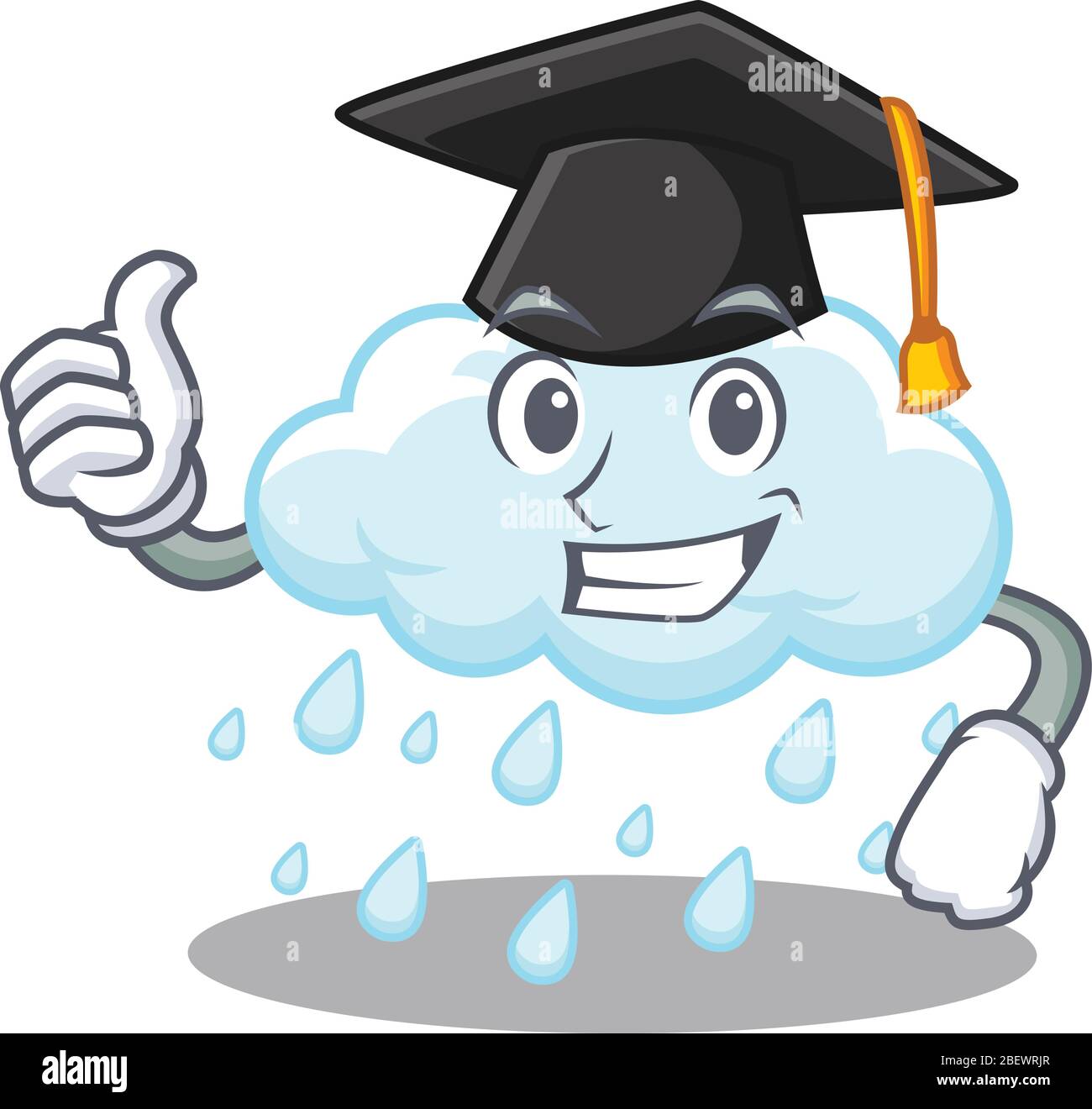 Happy face of cloudy rainy in black graduation hat for the ceremony ...