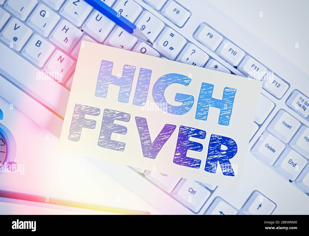 Writing note showing High Fever. Business concept for medical condition ...
