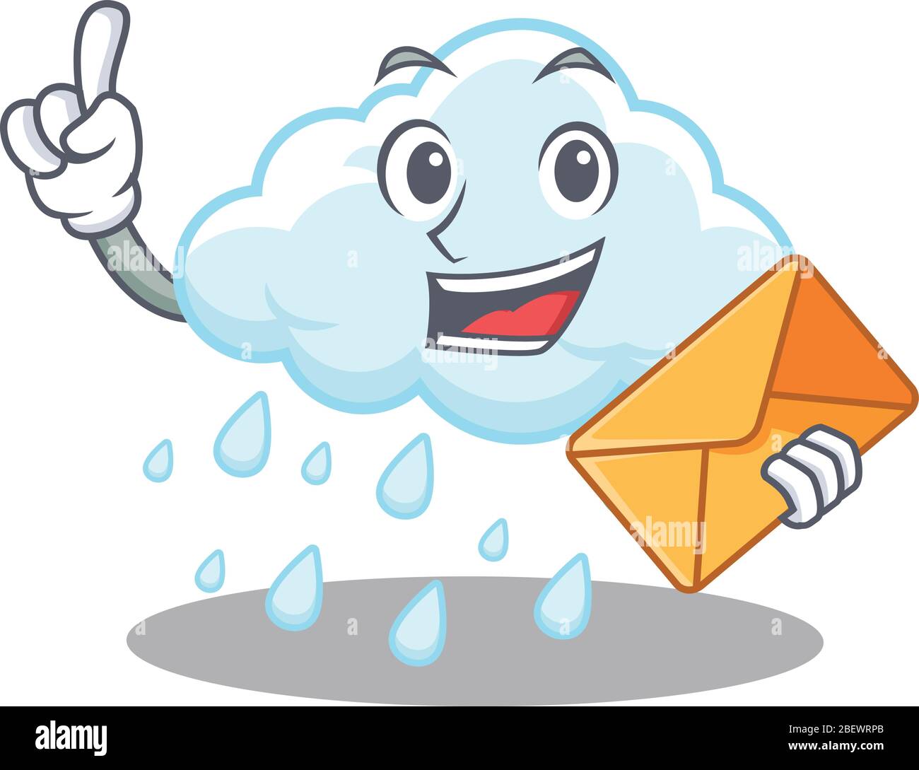 Happy cloudy rainy mascot design concept with brown envelope Stock ...