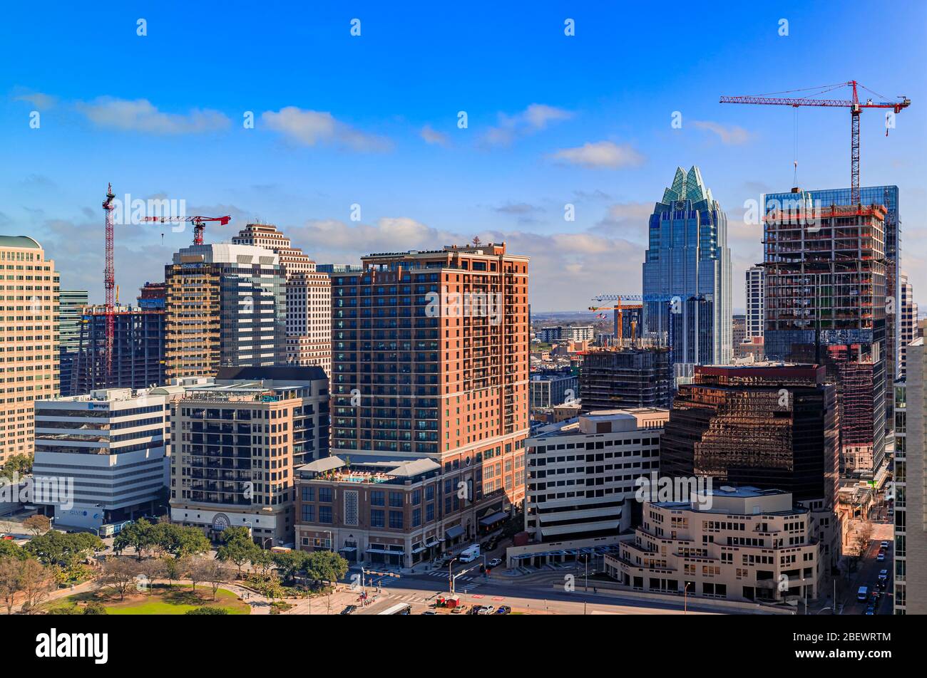 Austin, Texas, USA - January 27, 2020: Modern skyscraper buildings ...