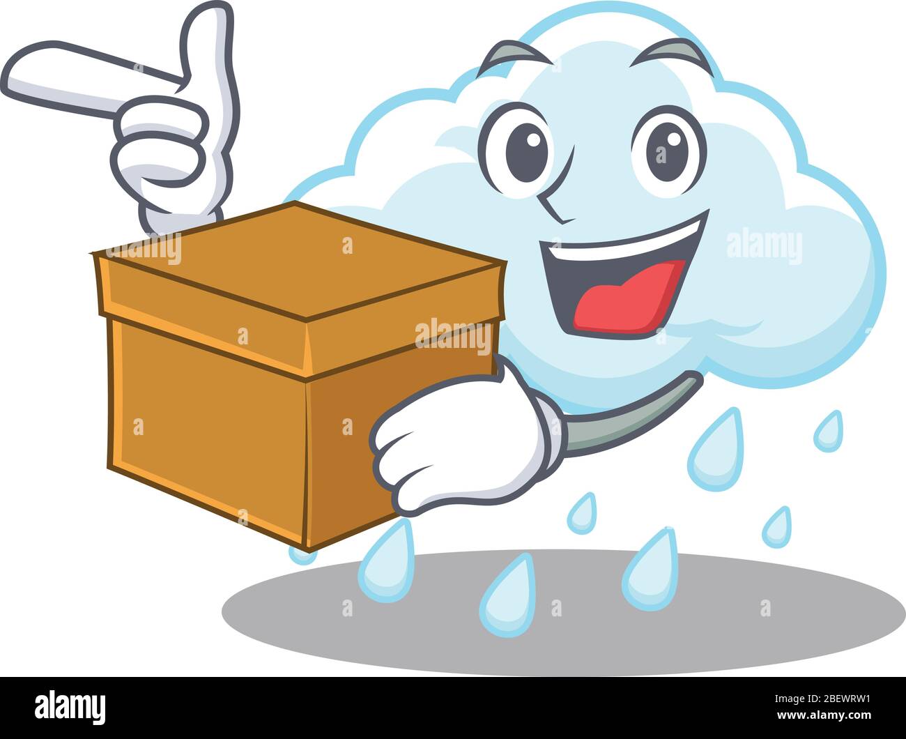 An picture of cloudy rainy cartoon design concept holding a box Stock ...