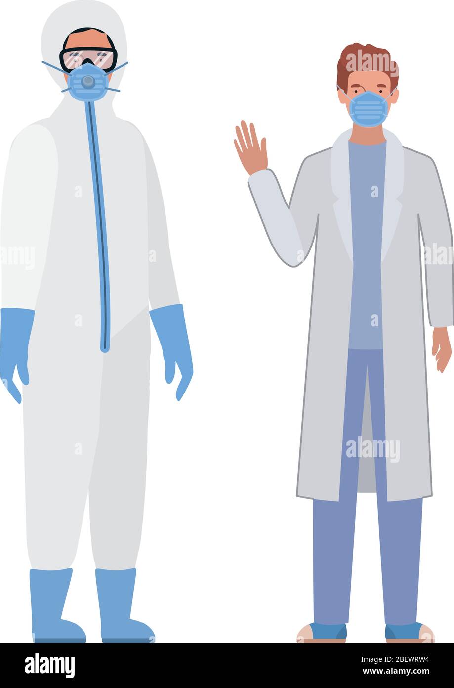 Doctors with protective suits glasses and masks against Covid 19 vector ...