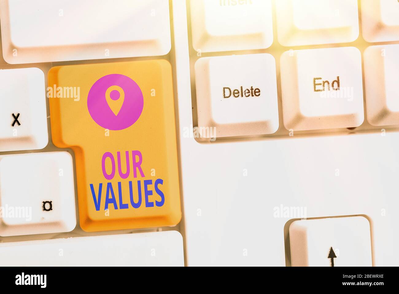 Conceptual hand writing showing Our Values. Concept meaning things that ...
