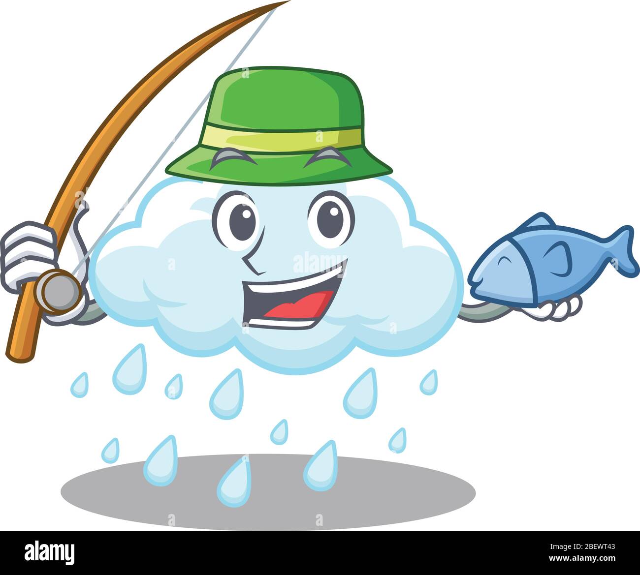 Cartoon design concept of cloudy rainy while fishing Stock Vector Image ...